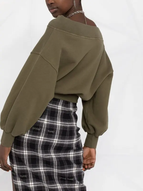 Palm Angels Off-shoulder Sweatshirt With Puff Sleeves