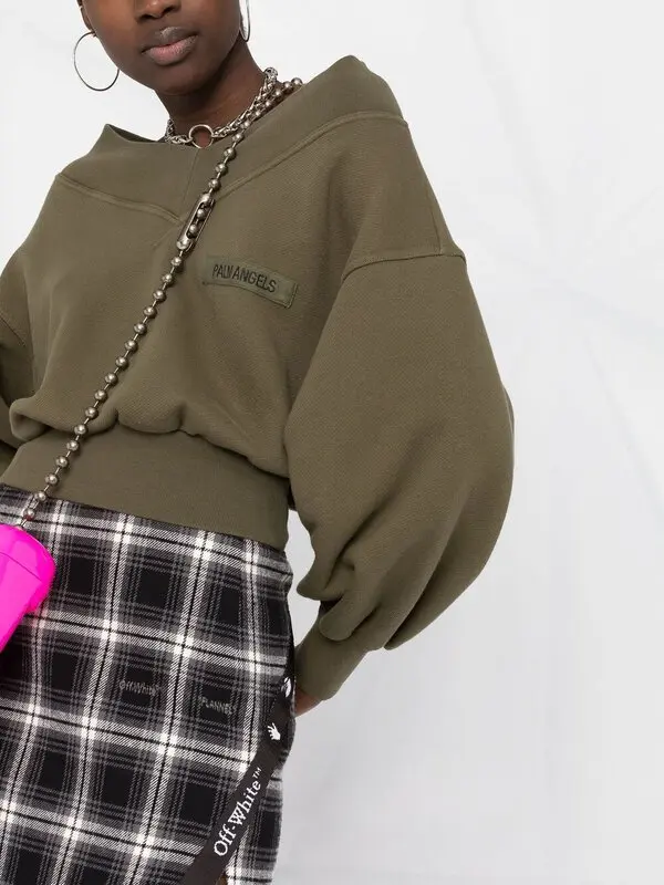 Palm Angels Off-shoulder Sweatshirt With Puff Sleeves