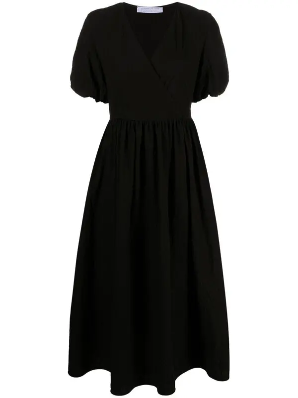 Harris Wharf London V-Neck A-Line Dress In Black - 56% Off | Editorialist