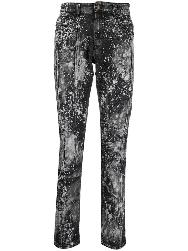DIESEL® D-strukt Paint Treated Slim-fit Jeans - Black