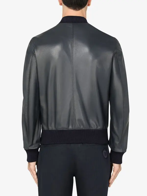 Dolce & Gabbana Logo-plaque Leather Bomber Jacket