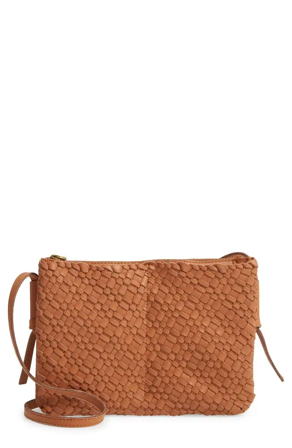 Madewell The Knotted Woven Leather Crossbody Bag Brown