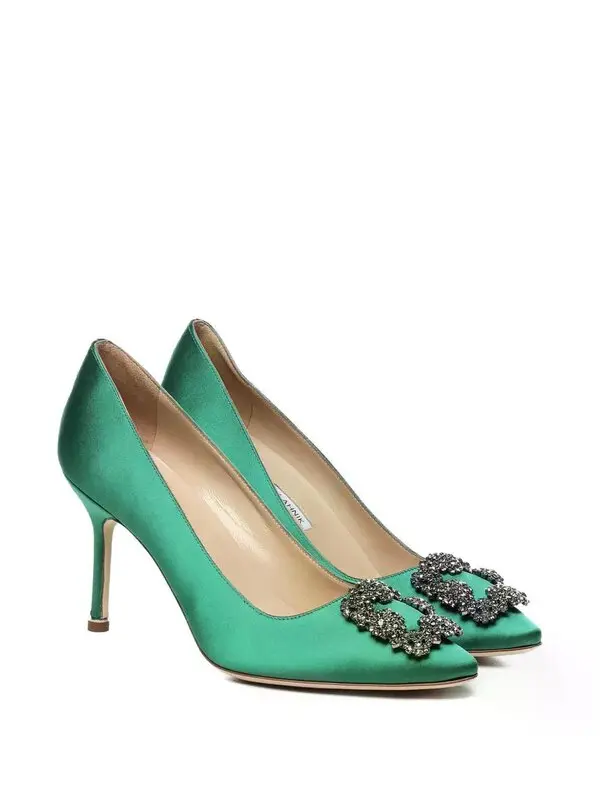 Manolo Blahnik 90mm Hangisi Satin Pumps