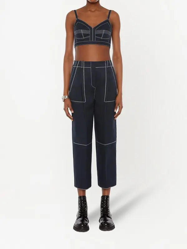 Alexander McQueen Contrast-stitch Cropped Top