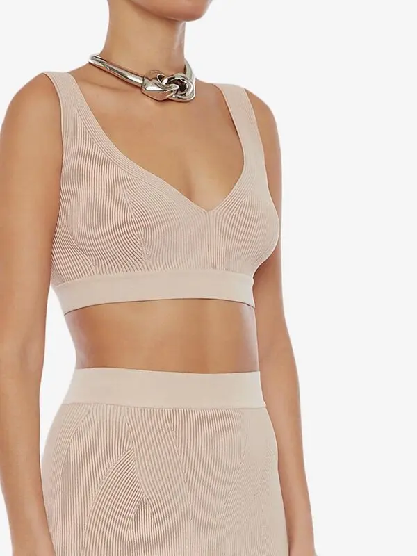 Alexander McQueen Ribbed Knit Cropped Top