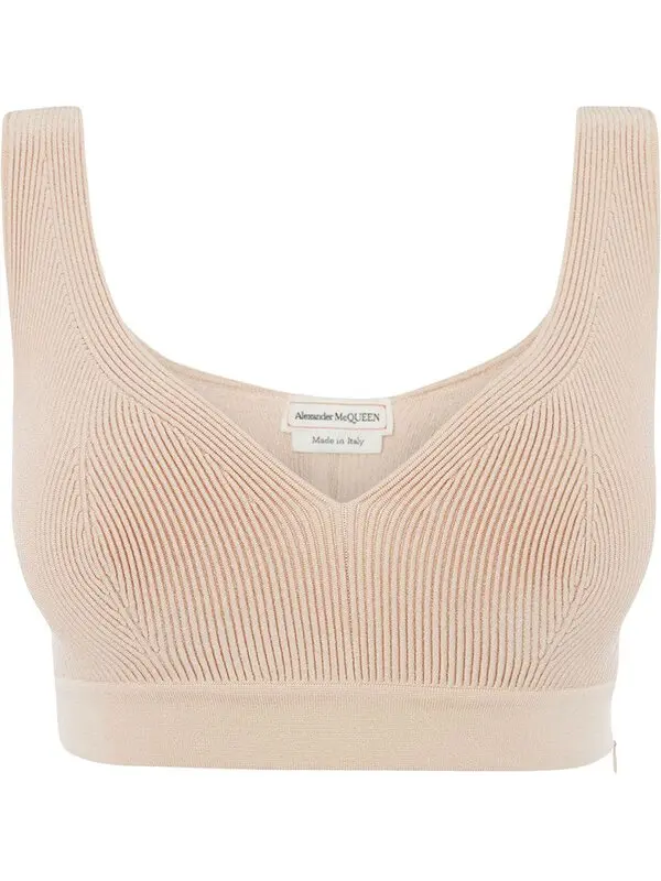 Alexander McQueen Ribbed Knit Cropped Top
