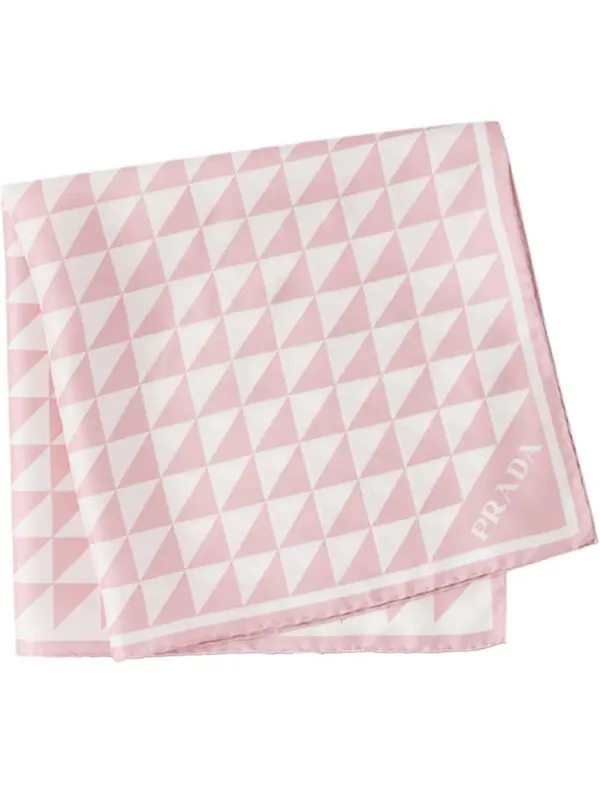 Prada Triangle-logo Twill Scarf - Pink