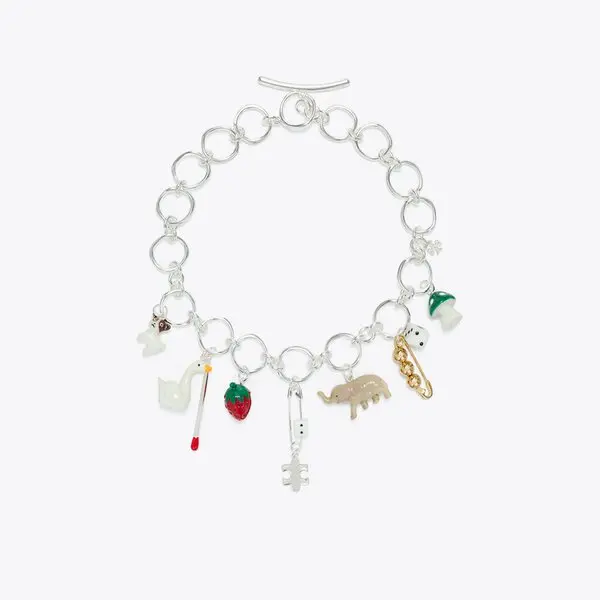 Tory Burch Curiosity Charm Necklace - Light Silver / Multi