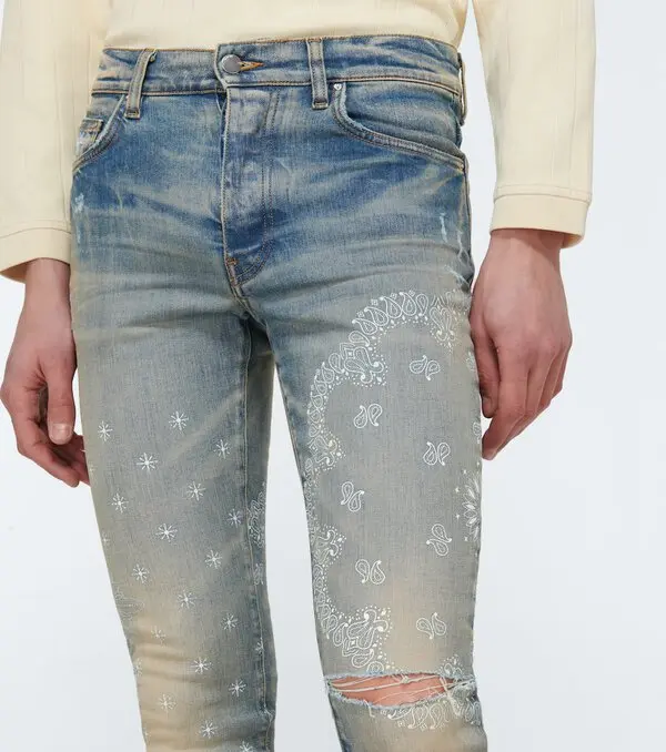 Amiri Bandana Slit Knee Jeans - Blue | Editorialist