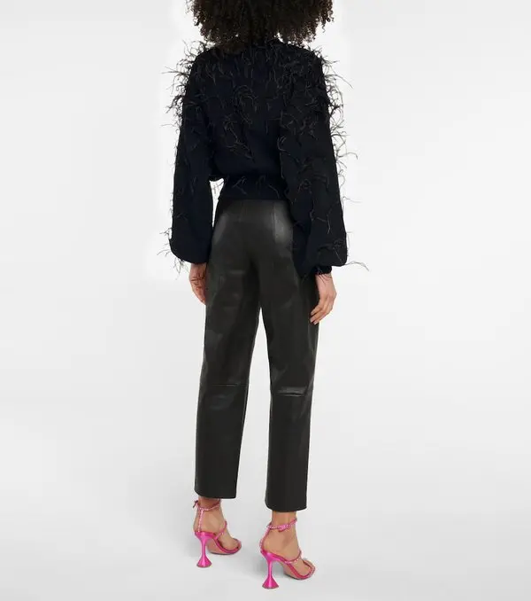Attico Feather-trimmed Wool Cardigan