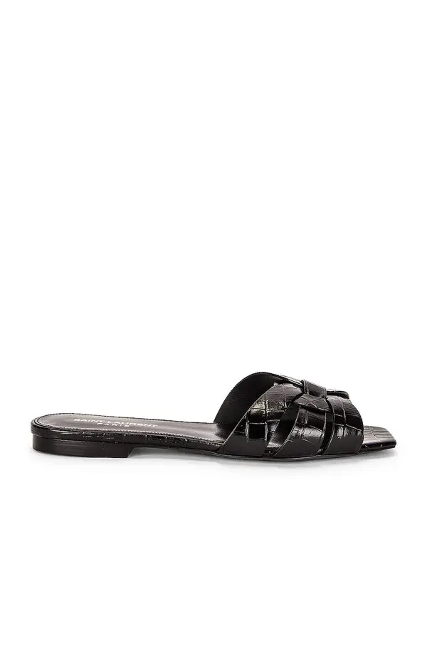 Saint Laurent Tribute Nu Pieds Flat Sandals - Noir