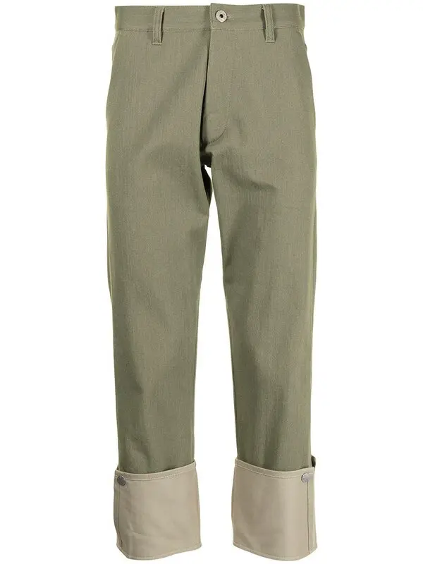 PORTS V Contrast Turn-up Trousers