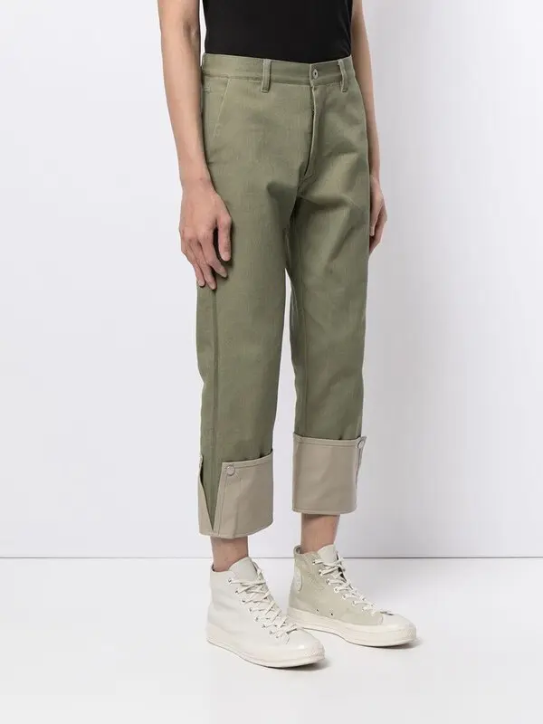 PORTS V Contrast Turn-up Trousers
