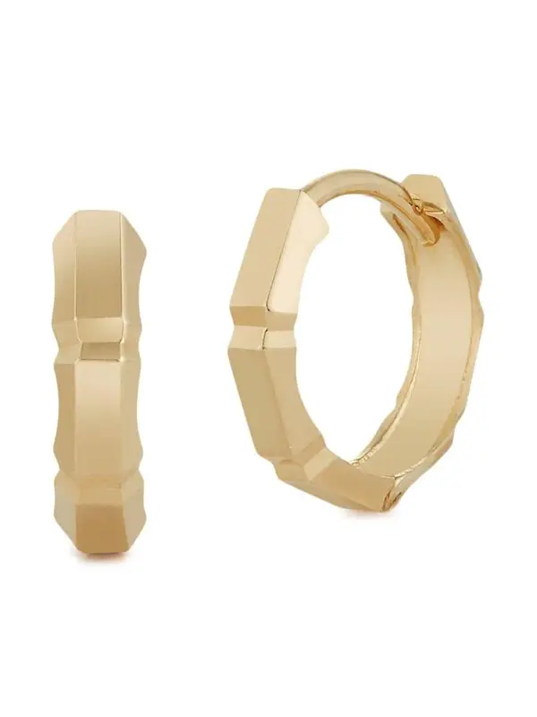 Mateo 14kt Yellow Faceted Huggie Earrings - Gold