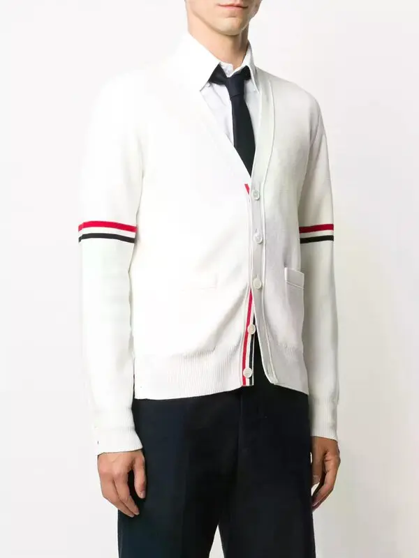 Thom Browne Tricolour 4-bar Cardigan - White