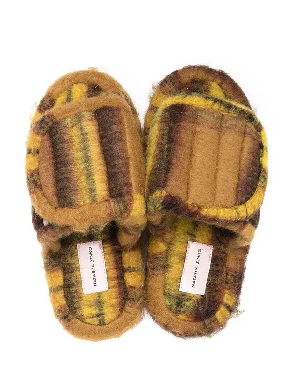 Natasha Zinko Touch-strap Checked Slides