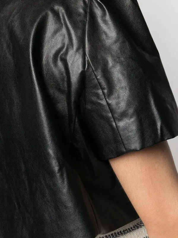 TWINSET Faux Leather Cropped Jacket