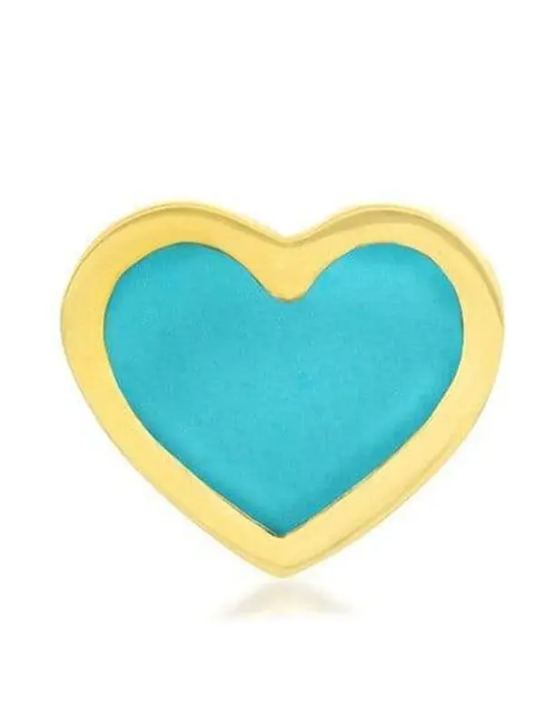 JENNIFER MEYER 18kt Yellow Turquoise Inlay Xs Heart Stud Earrings