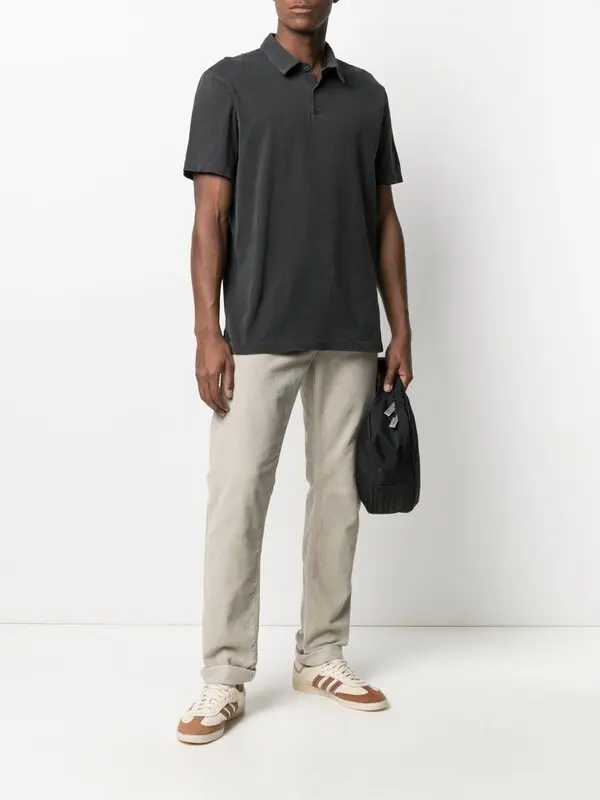JAMES PERSE Sueded-jersey Polo Shirt - Grey