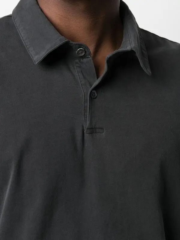JAMES PERSE Sueded-jersey Polo Shirt - Grey