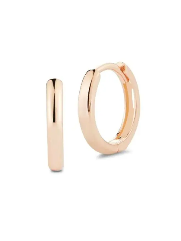 Mateo 14kt Rose Gold Huggie Earrings - Pink
