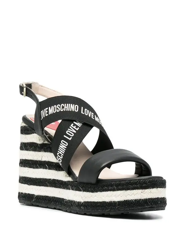 Moschino Striped Wedge Sandals