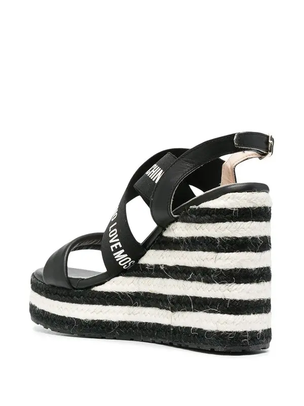 Moschino Striped Wedge Sandals