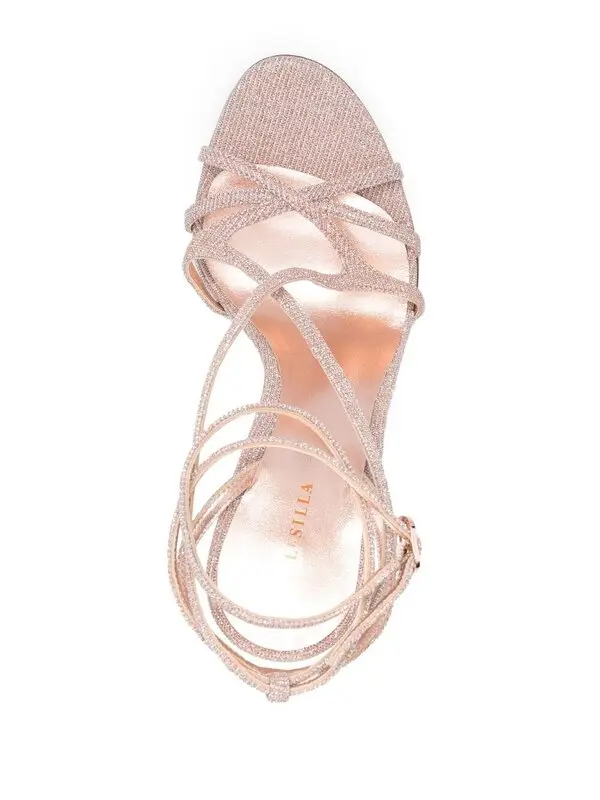 LE SILLA Metallic Leather Strap-wrap Sandals - Pink