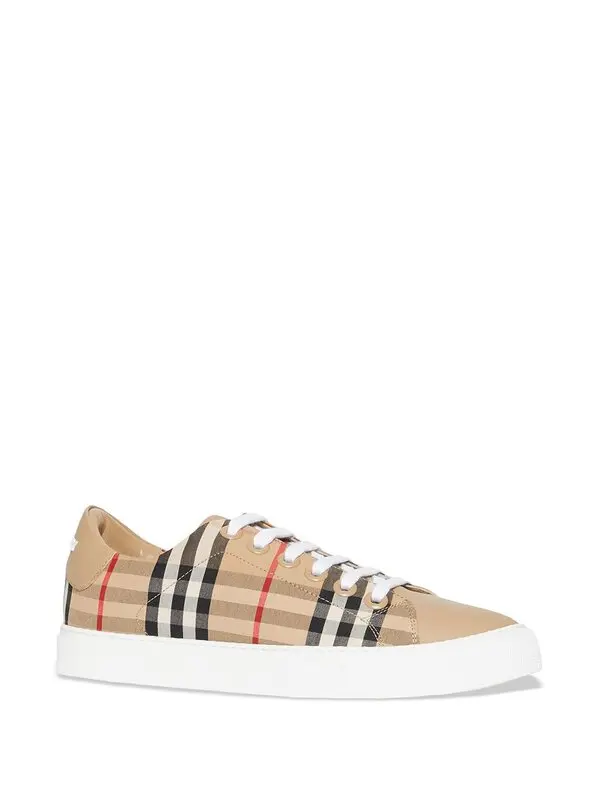 Burberry Check Lace-up Sneakers - Brown