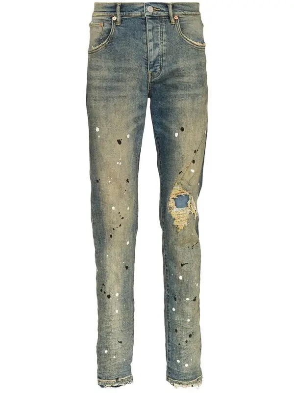 PURPLE BRAND Paint Splatter Jeans - Blue