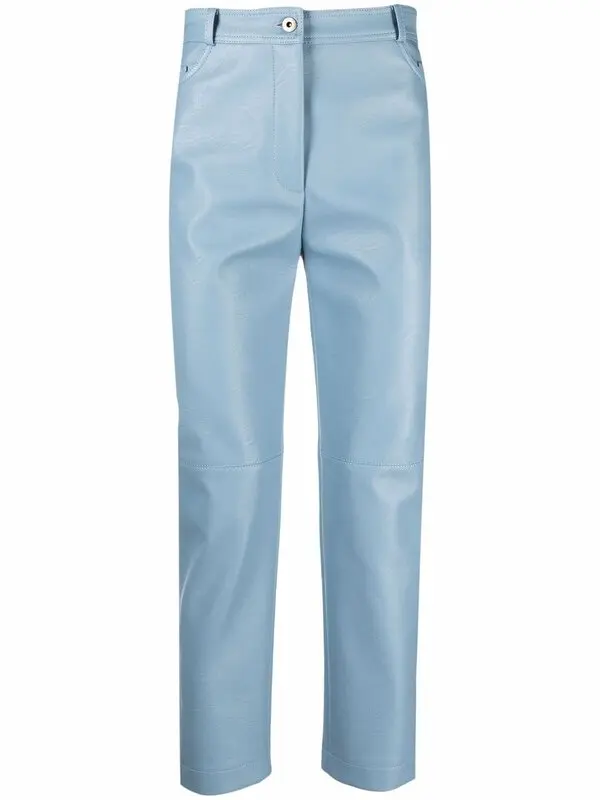 Stella McCartney Faux-leather Straight-leg Trousers - Blue