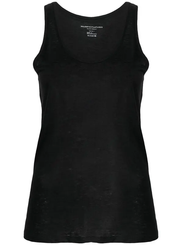 Majestic Filatures Linen Tank Top - Black