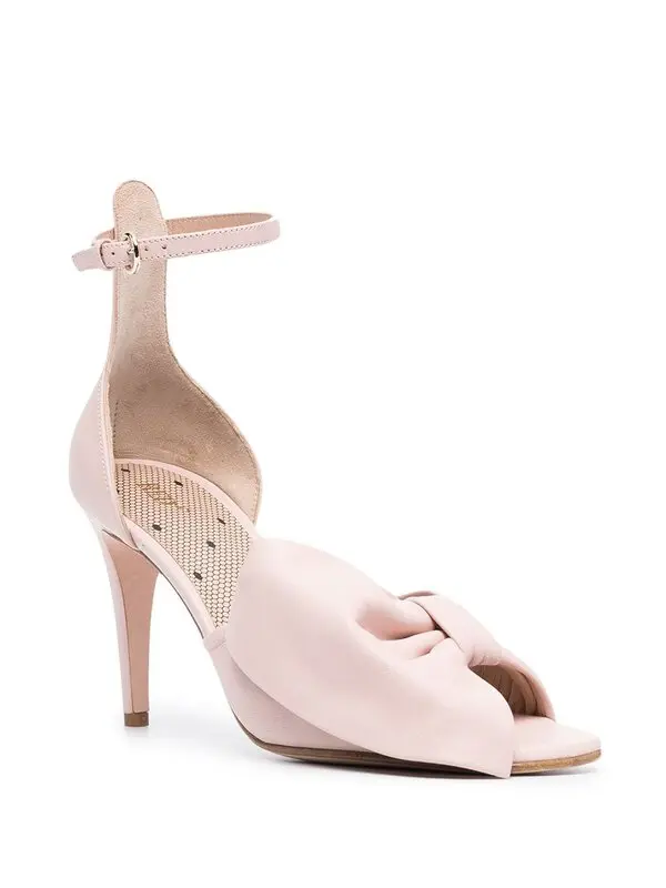 Red Valentino Split Bow Leather Sandals - Pink