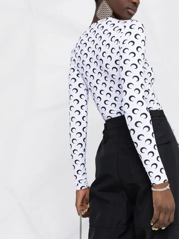 Marine Serre Crescent Moon-Print Top - White | Editorialist