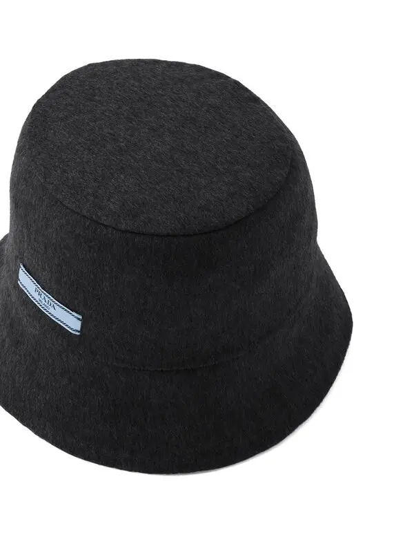 Prada Logo Patch Bucket Hat - Black