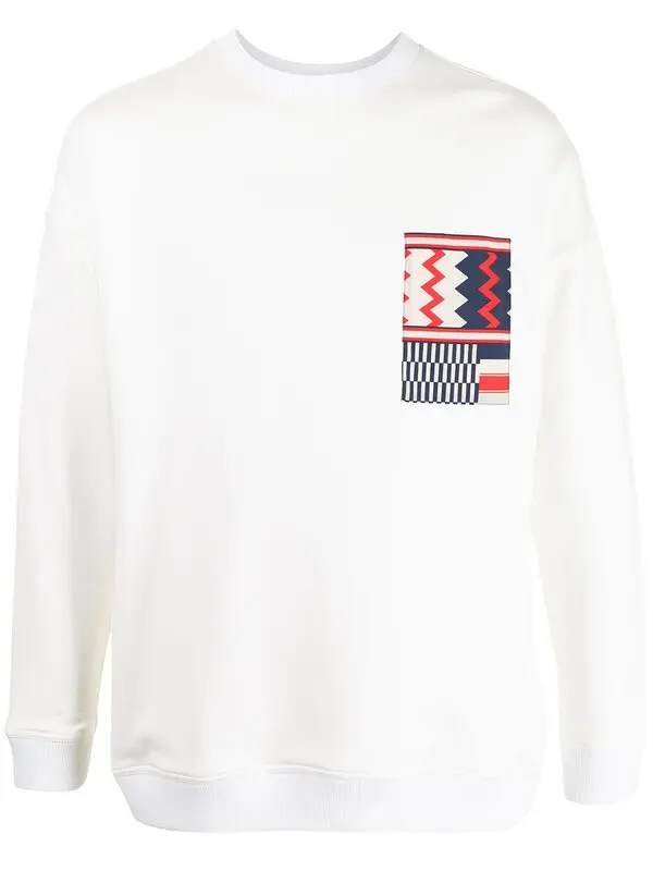 PORTS V Geometric Detail Sweatshirt - White