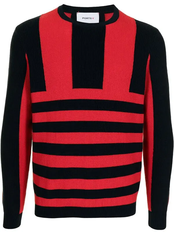 PORTS V Stripe-print Knitted Jumper