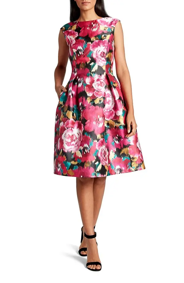 slim fit dress slacks Floral Long Sleeve Belted Dress – Elie Tahari