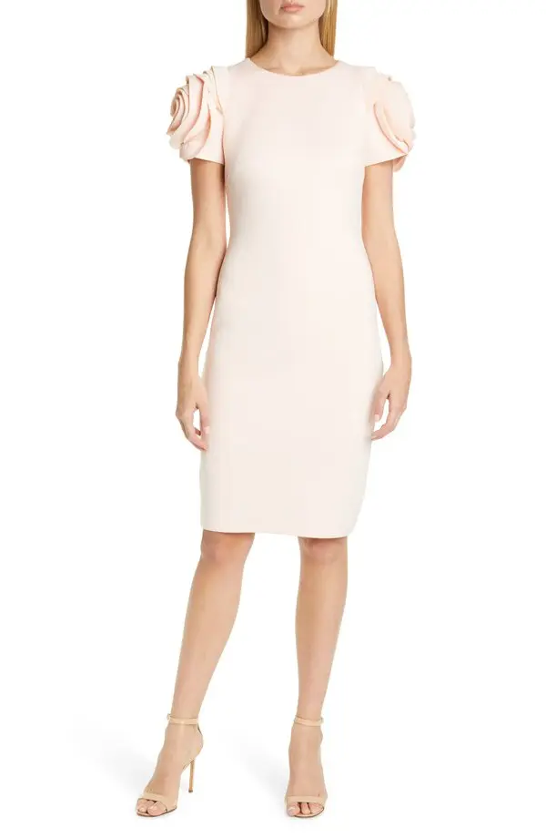 sachin and babi light blue dress Badgley Mischka Rose Sleeve Cocktail Dress - Rosette