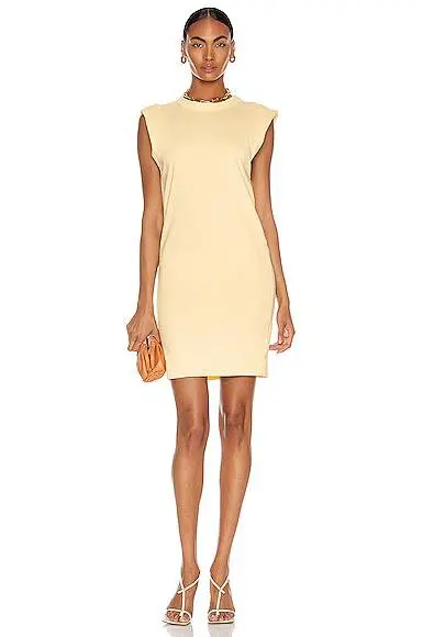 Bassike Midweight Turnback Tank Dress In Yellow