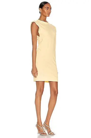 Bassike Midweight Turnback Tank Dress In Yellow