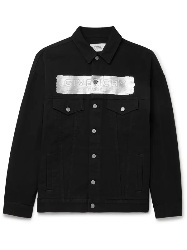 Givenchy Oversized Metallic Logo-embossed Denim Jacket