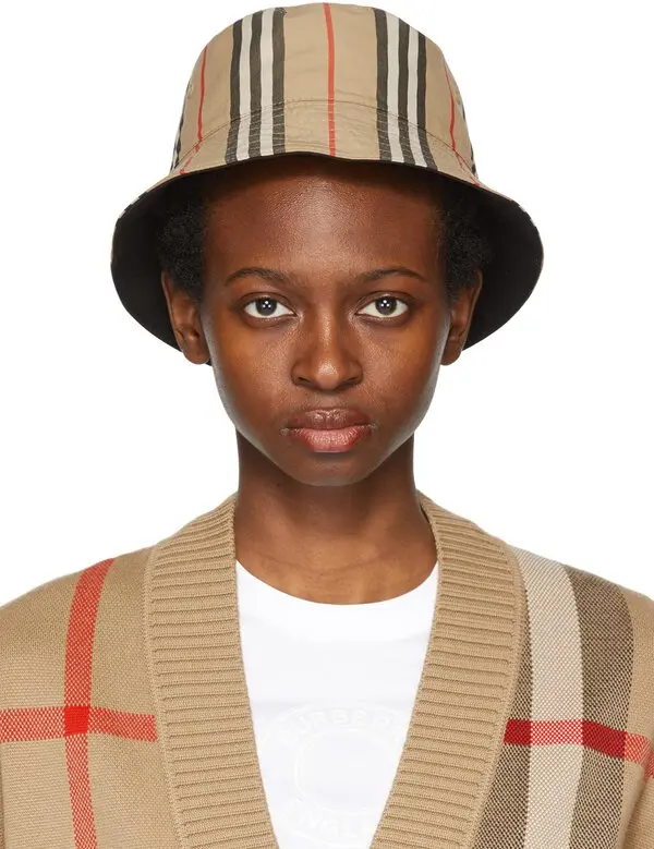 Burberry Icon Striped Bucket Hat Burberry Reversible Icon Stripe Cotton Bucket Hat | eBay main image 2