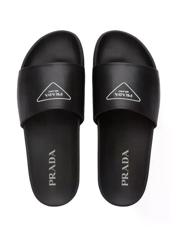 Prada Silkscreen Logo Print Slides - Black | Editorialist display picture 1