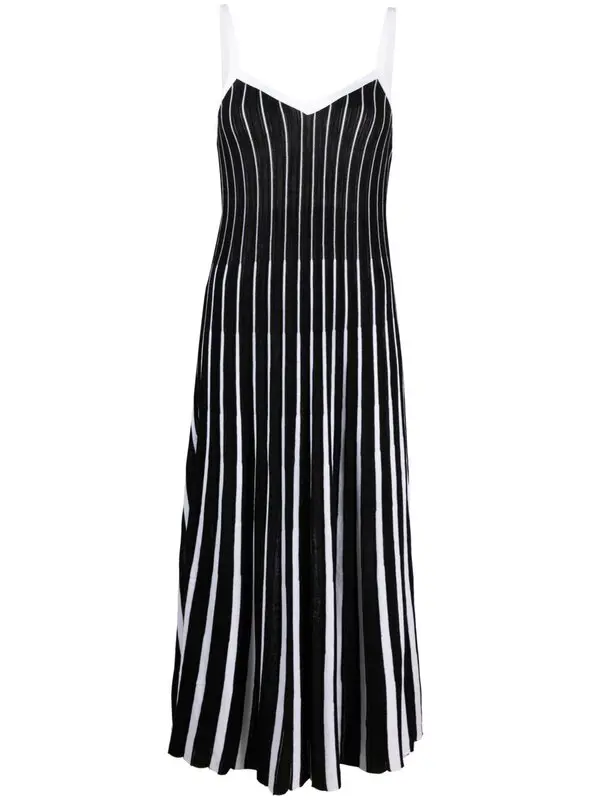 Red Valentino Knitted Striped Midi Dress - Black