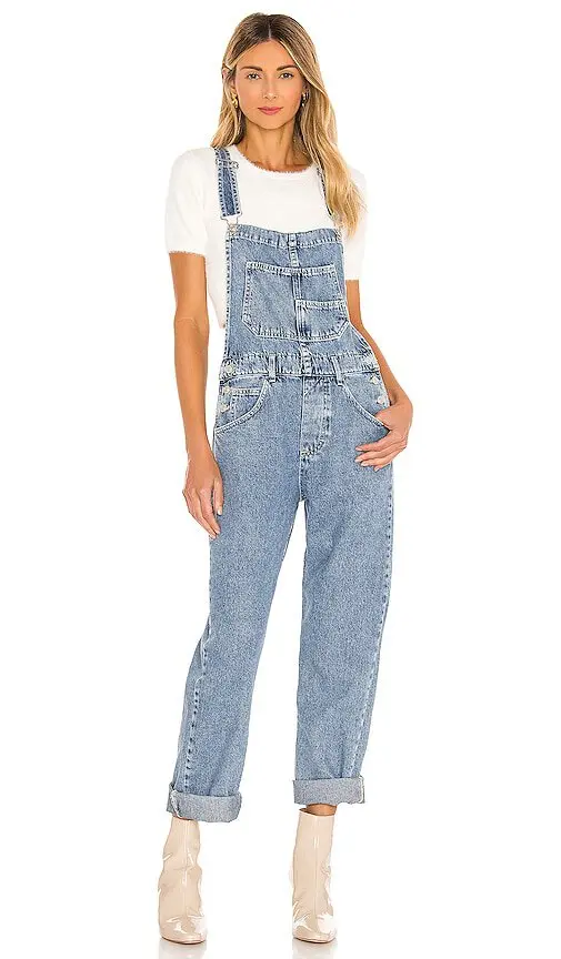 Free People X We The Free Ziggy Denim Overall In Denim-light - Powder Blue