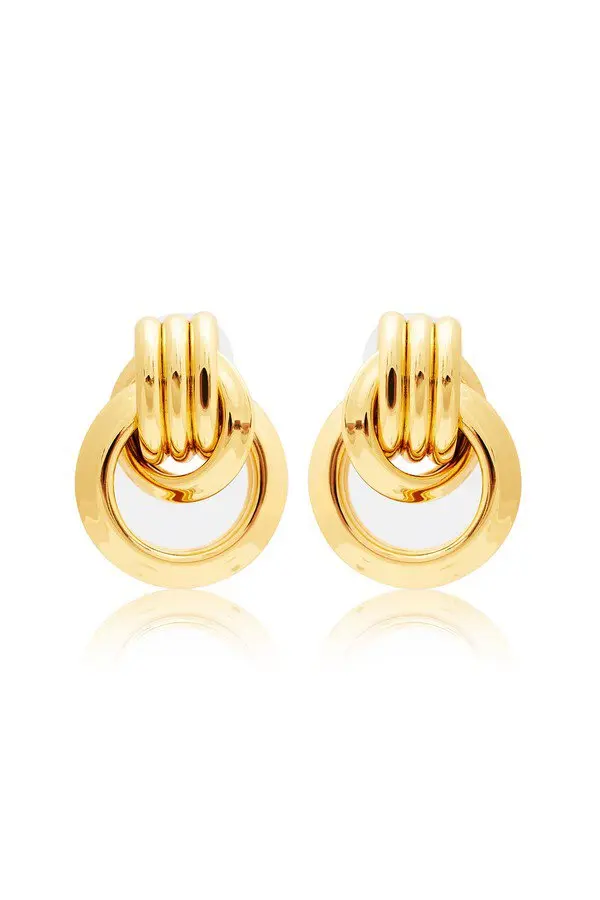 KENNETH JAY LANE Polished Love Knot Pierced Earrings - Gold