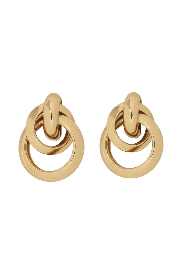 KENNETH JAY LANE Polished Interlock Love Knot Pierced Earrings - Gold