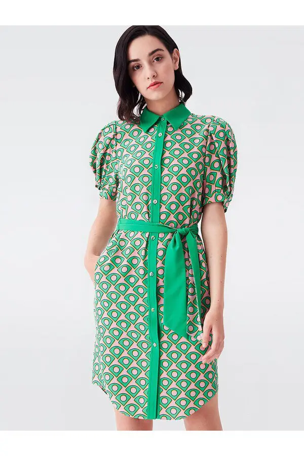 amanda cotton midi shirt dress SALE / Flutter Sleeves Seersucker Checks Midi Dress AMANDA