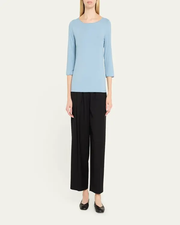Majestic Filatures Boat-neck Top With 3/4 Sleeves
